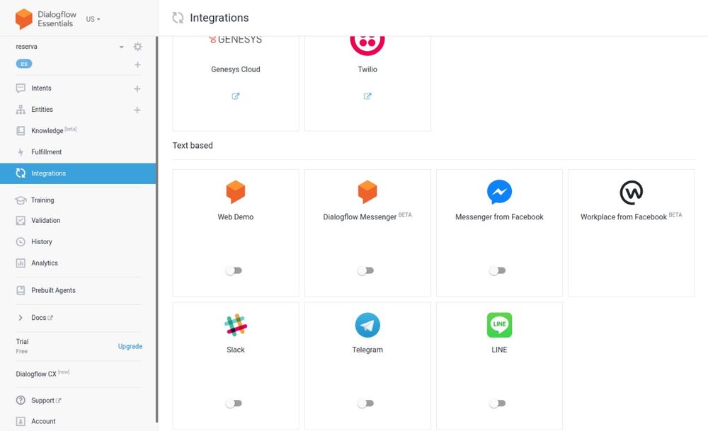 Lenguaje natural con Google Cloud Dialogflow